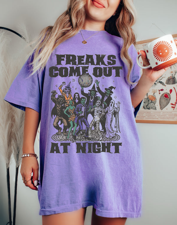 Comfort Colors Freaks Come Out At Night Halloween Characters Shirt/ Yo ...