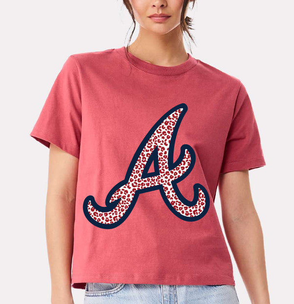 Atlanta Baseball Crop Tee - Bella Canvas Boxy Crop/ Adult Sizes – Pink ...