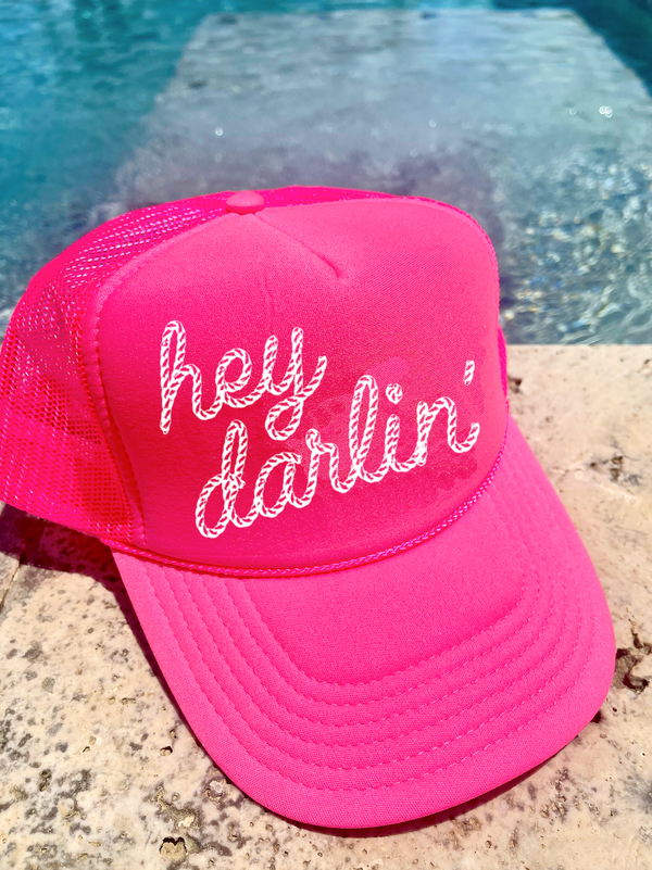 Hey Darlin Rope Country Western Style Trucker Hat – Pink Mustache Boutique