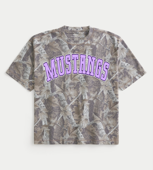 Camo Boxy Crop Lipscomb Mustangs Tee/ Adult Sizes – Pink Mustache Boutique