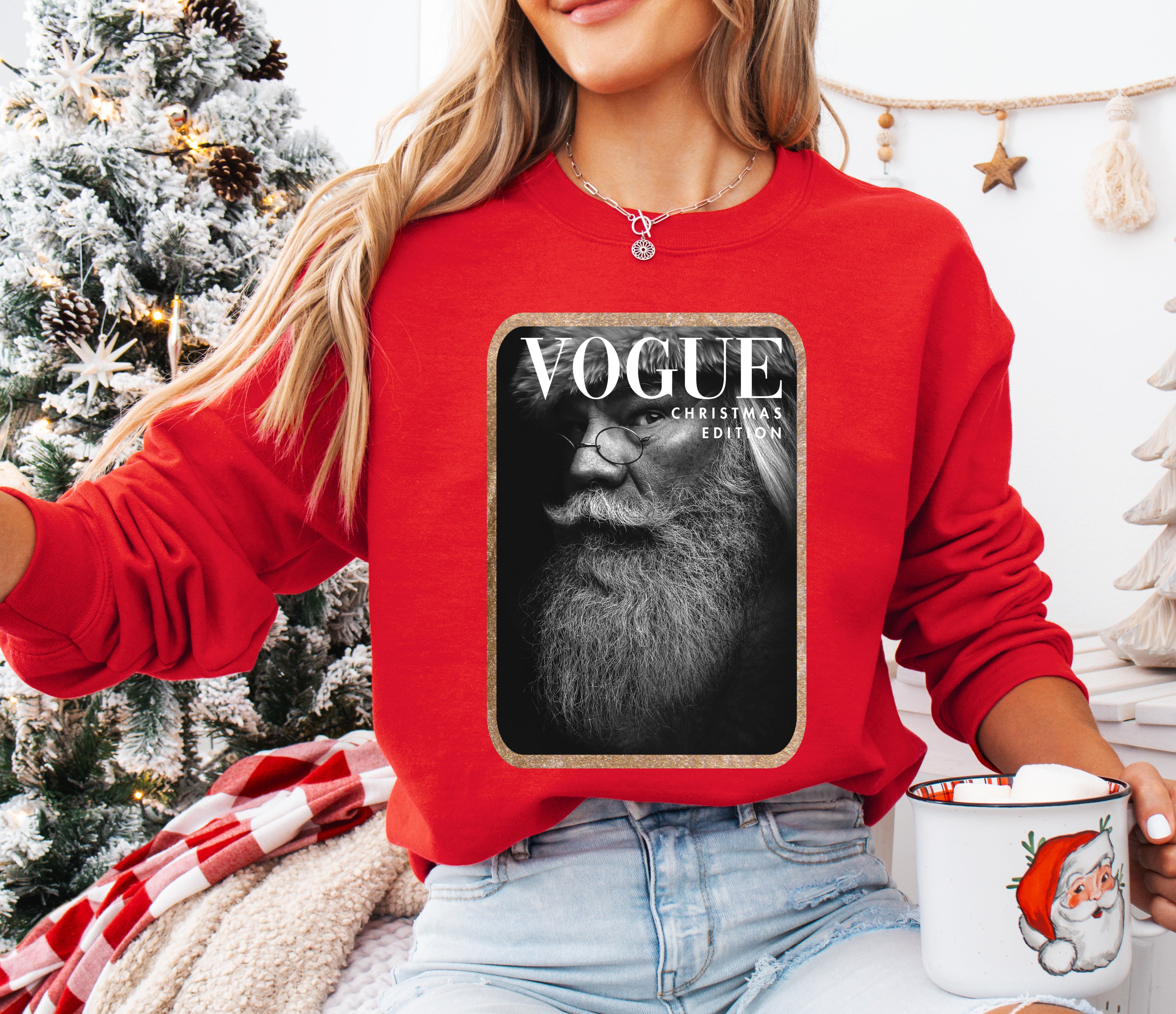 Luxe Santa Gildan or Bella Christmas Sweatshirt/ Direct To Film Transf ...