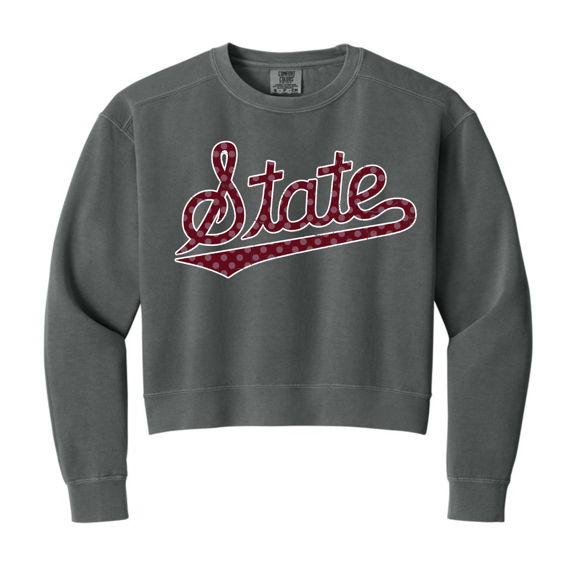 Comfort Colors Cropped Sweatshirt - State Polka Dot Pattern – Pink ...