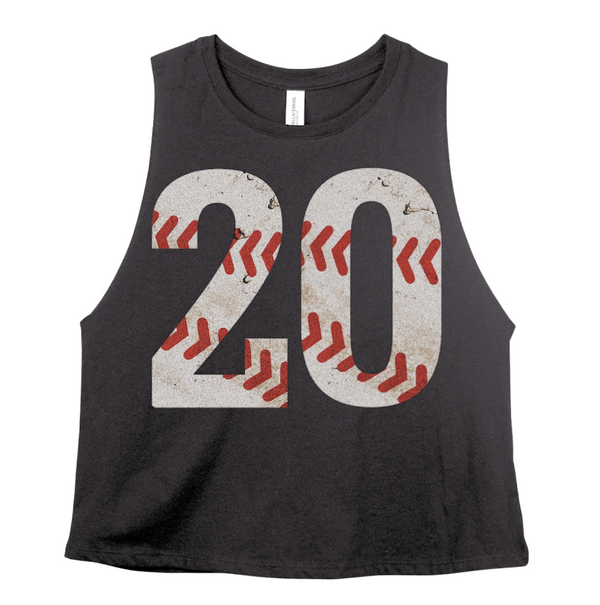 CROPPED Custom Number Vintage Baseball Crop Tank Top - Baseball Mom Sh ...