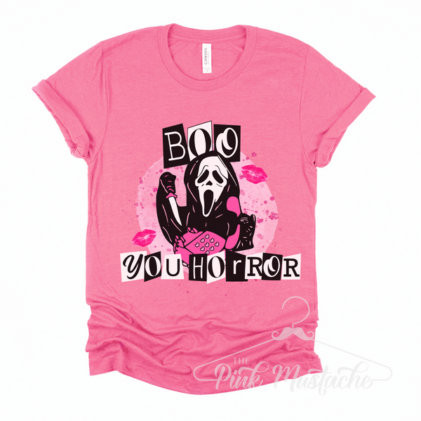Boo, You Horror Funny Halloween Softstyle Pink Tee – Pink Mustache Boutique